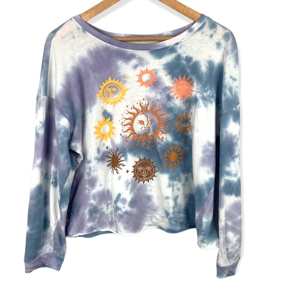 Rebellious One | Tops | Rebellious One Blue Tie Dye Sun Moon Face Boho ...